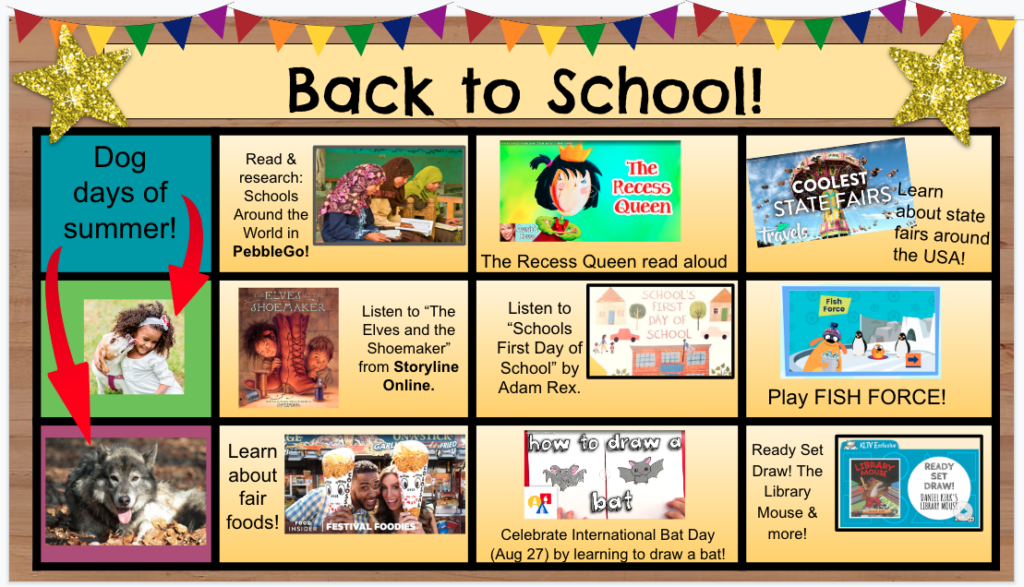 Arnold Library Choice Board – Arnold Elementary Library