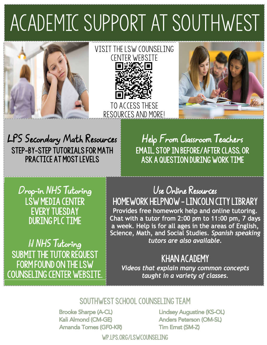 Resources for Academic Support – Southwest High School Counseling Center